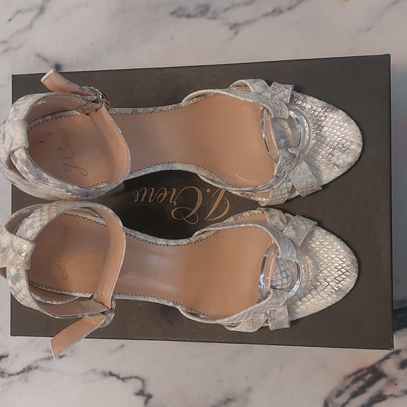 J. Crew | Shoes | J Crew Stella Heel Sandal With Ring In Metallic Snake ...